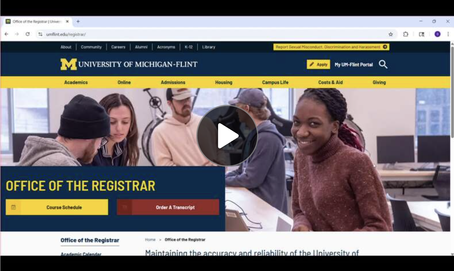 Transcripts | University of Michigan-Flint Office of the Registrar