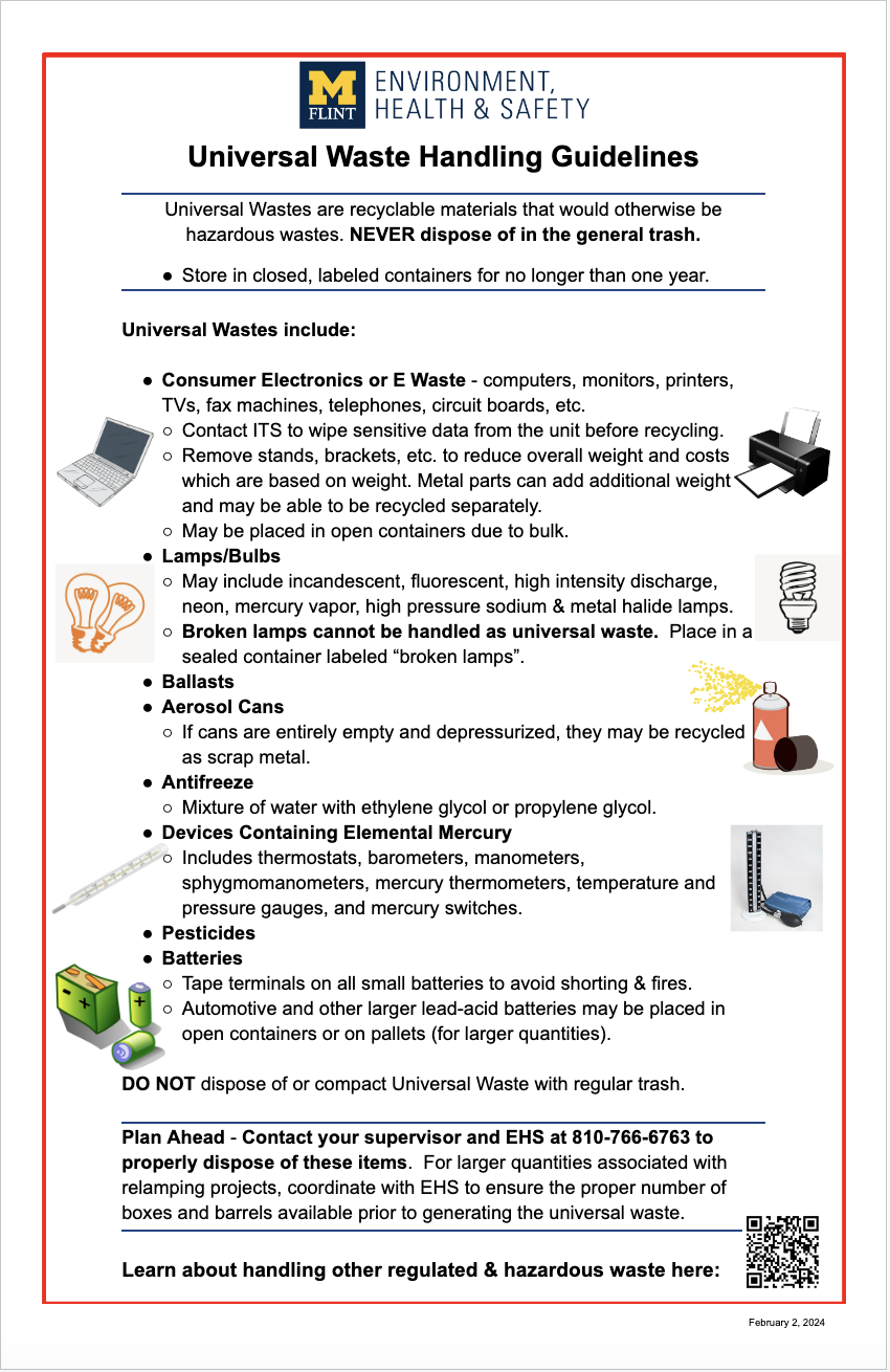 HAZCOM & Regulated Waste | University of Michigan-Flint Environment ...